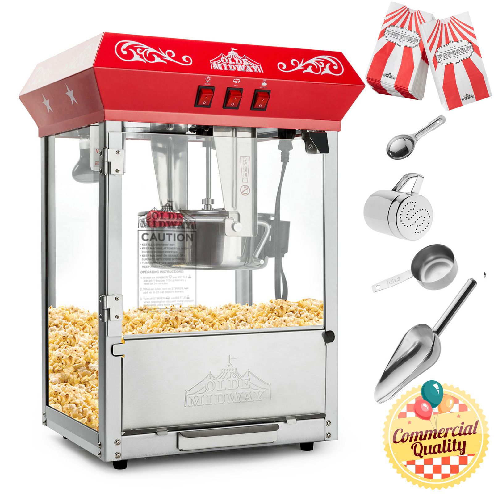 Vintage Style Popcorn Machine Maker Popper with 8-Ounce Kettle | eBay