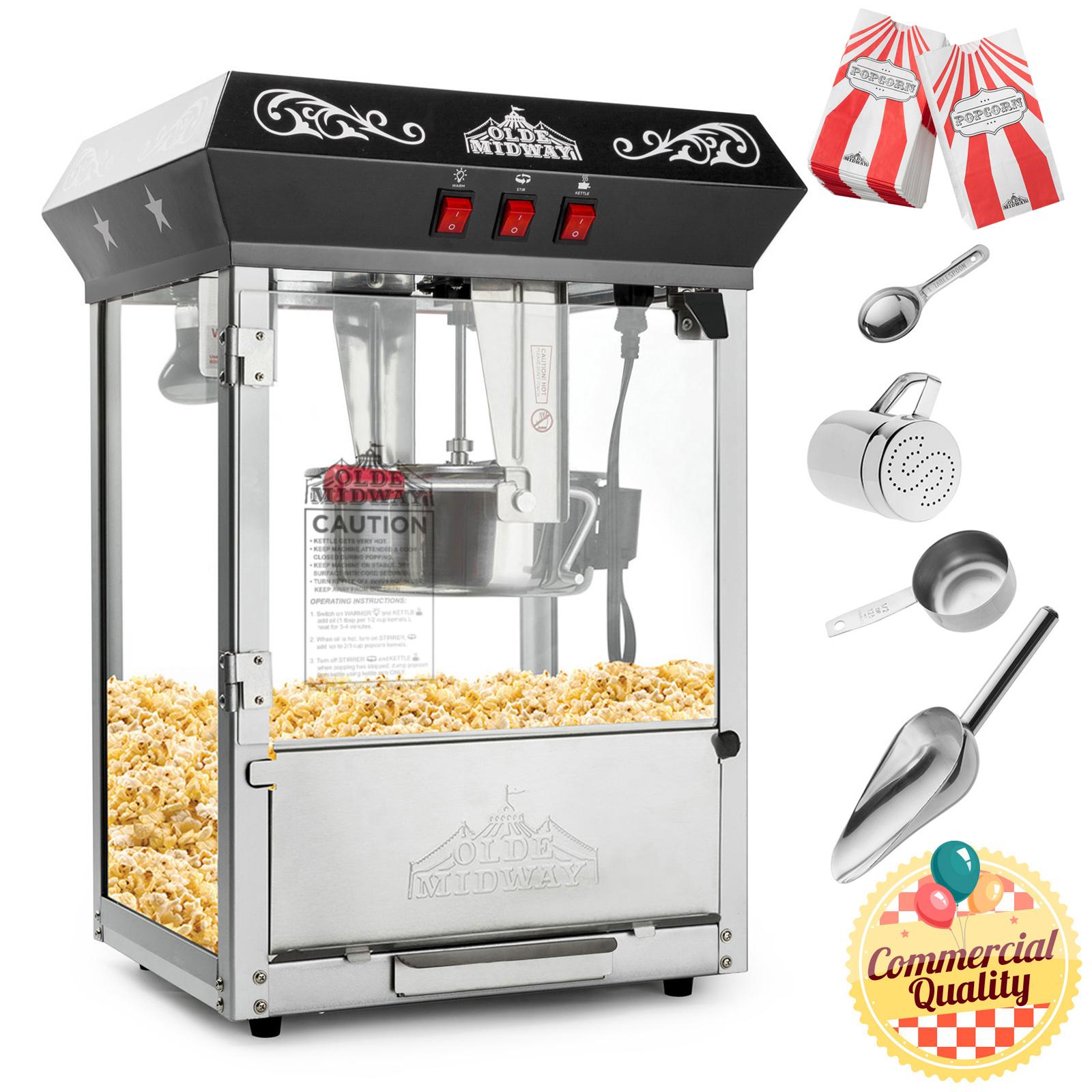 Vintage Style Popcorn Machine Maker Popper with 8-Ounce Kettle | eBay