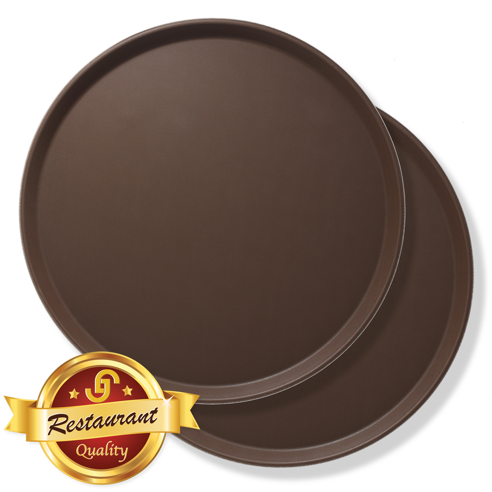 2pc Round Restaurant Serving Trays NSF Certified Non-Skid Food Service ...