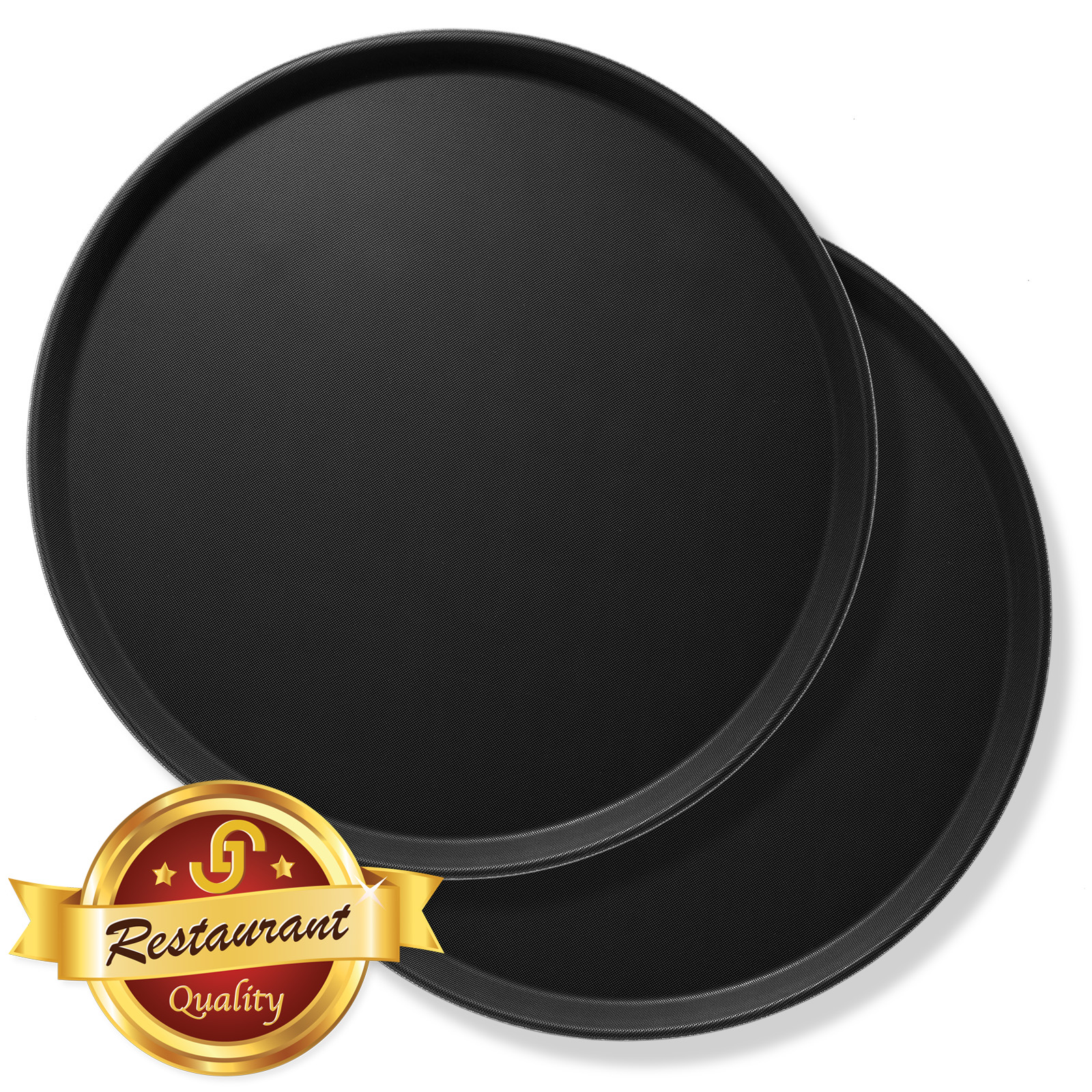 (2pc) Round Restaurant Serving Trays - NSF, Non-Slip Food Service Bar ...