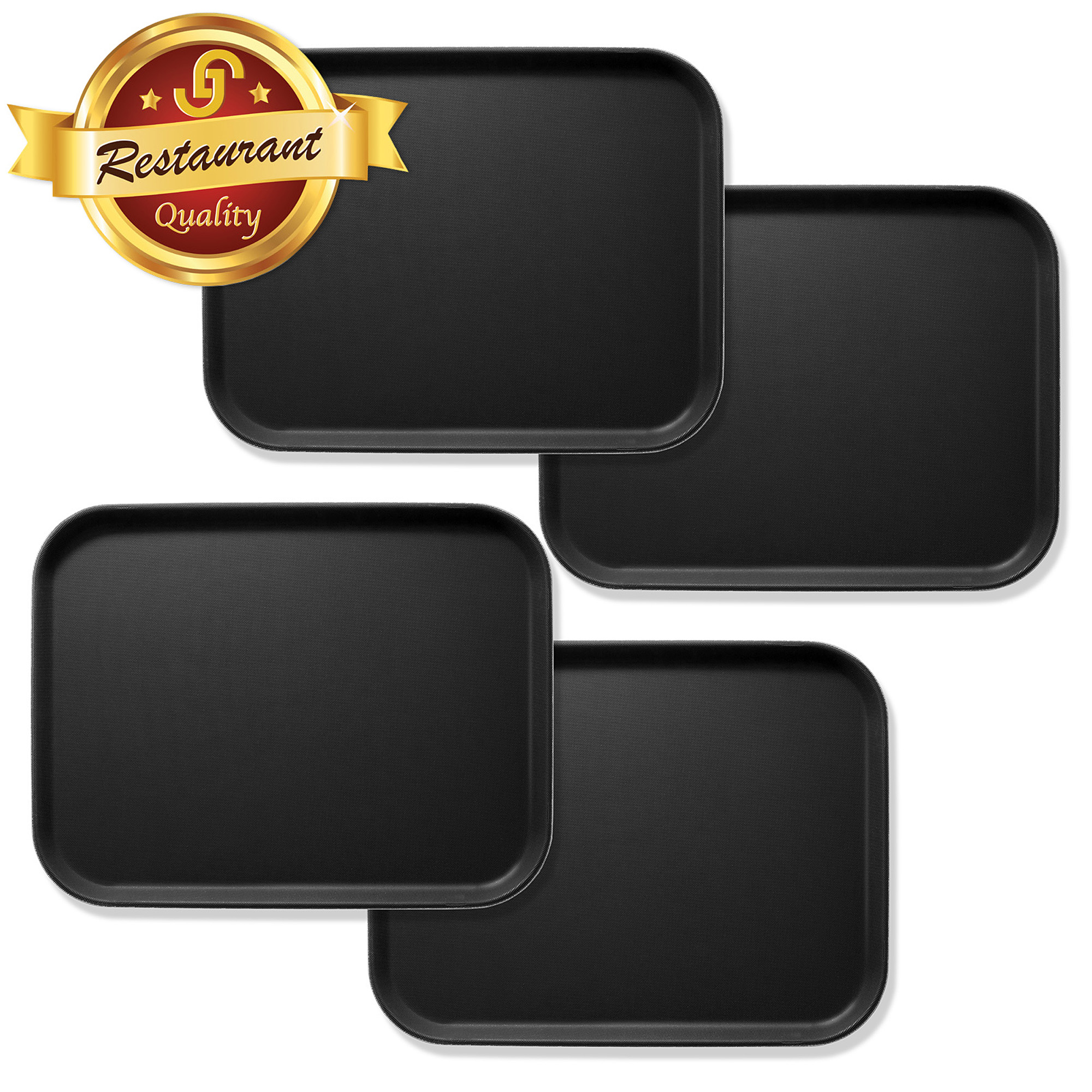 4pc Rectangular Restaurant Serving Tray NSF Certified Non-Skid Food ...